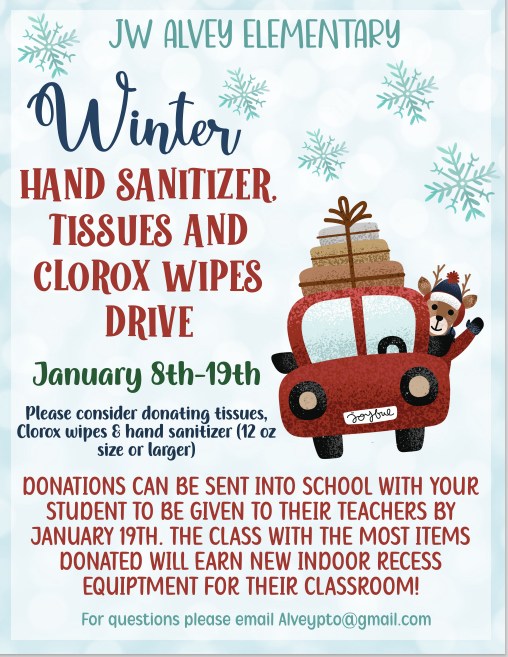 Alvey is collecting tissues, Clorox wipes, and hand sanitizer. - Alvey ...