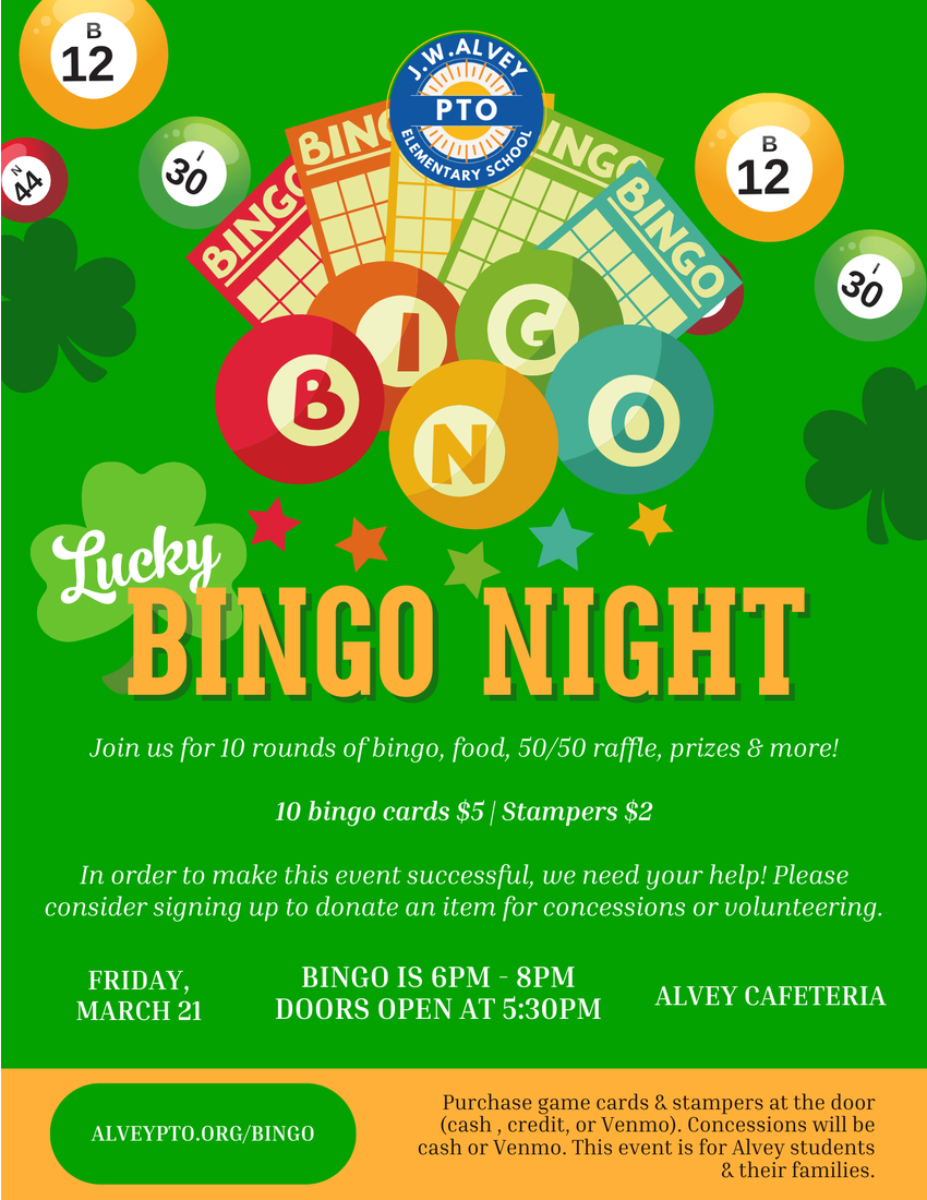 PTO Lucky Bingo - March 21 - Alvey Elementary School